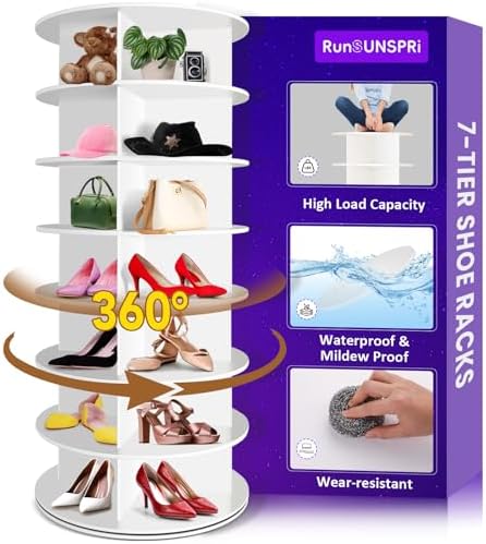 Amazon.com: Gyfimoie Rotating Shoe Rack with Sensor Light, Spinning ...