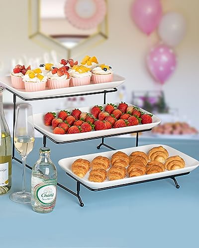Snapklik.com : Delling Large 3 Tier Serving Tray Set, 16 Inch Porcelain ...