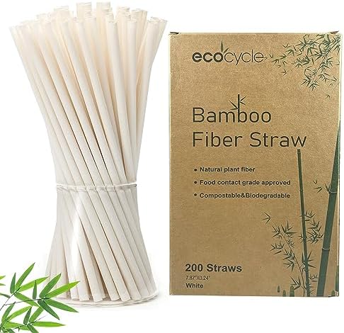 Amazon.com: EcoCycle Biodegradable Disposable Bamboo Fiber Straws ...