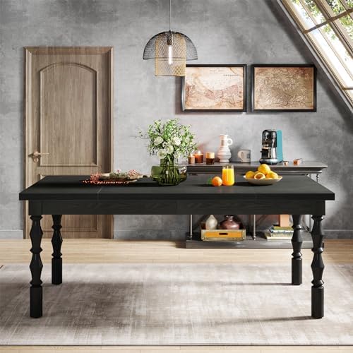 Amazon.com - Tribesigns Wood Black Dining Table for 4-6 People ...