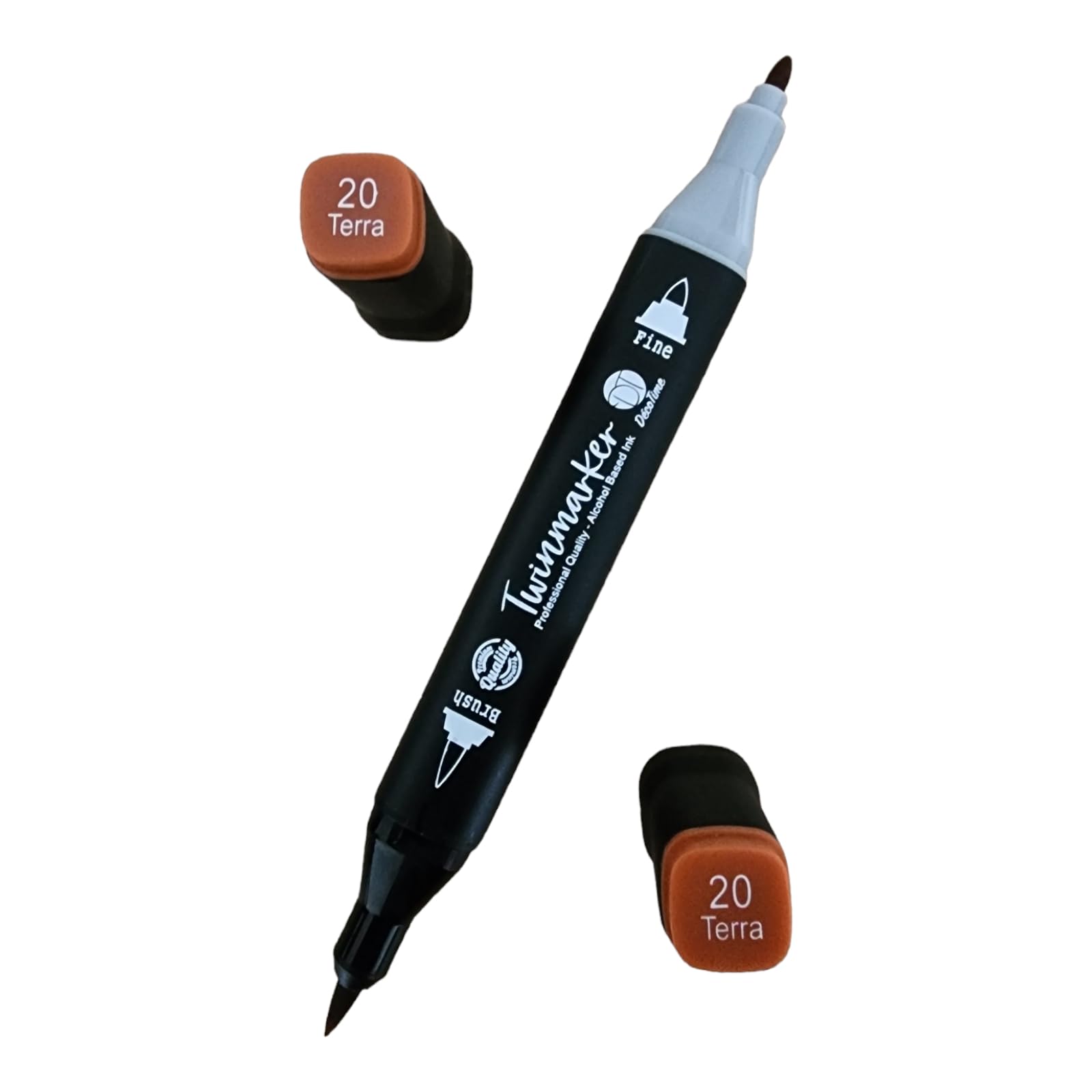 Deco Time Twinmarkers Professional Quality Two Tips (Brush & Fine ...