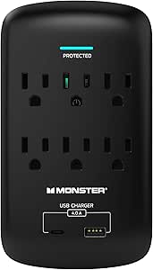 Monster Wall Tap Plug 6-Outlet Extender with Outlet Surge Protector for ...