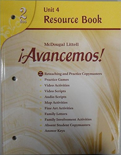Avancemos! Unit Resource Book 4, Level 2 (Spanish Edition): Mcdougal ...