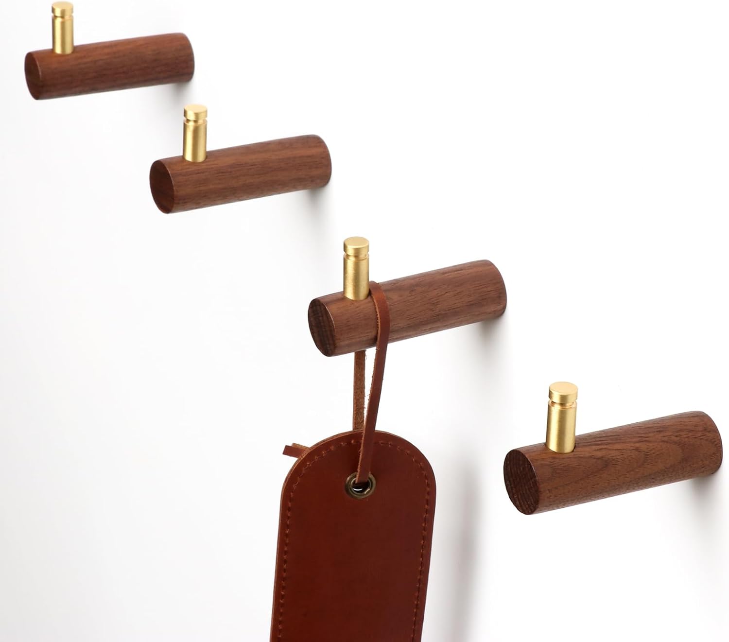 Amazon.com: Funancle 4 Pcs Wooden Wall Hooks Coat Hooks Hangers Wall ...