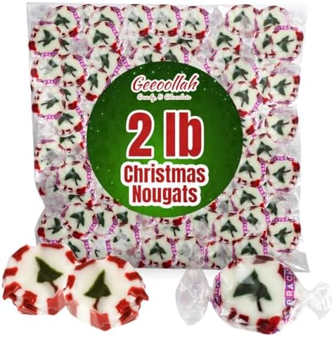 Amazon.com : Peppermint Christmas Nougats Bulk Pack 2lb - Delicious ...