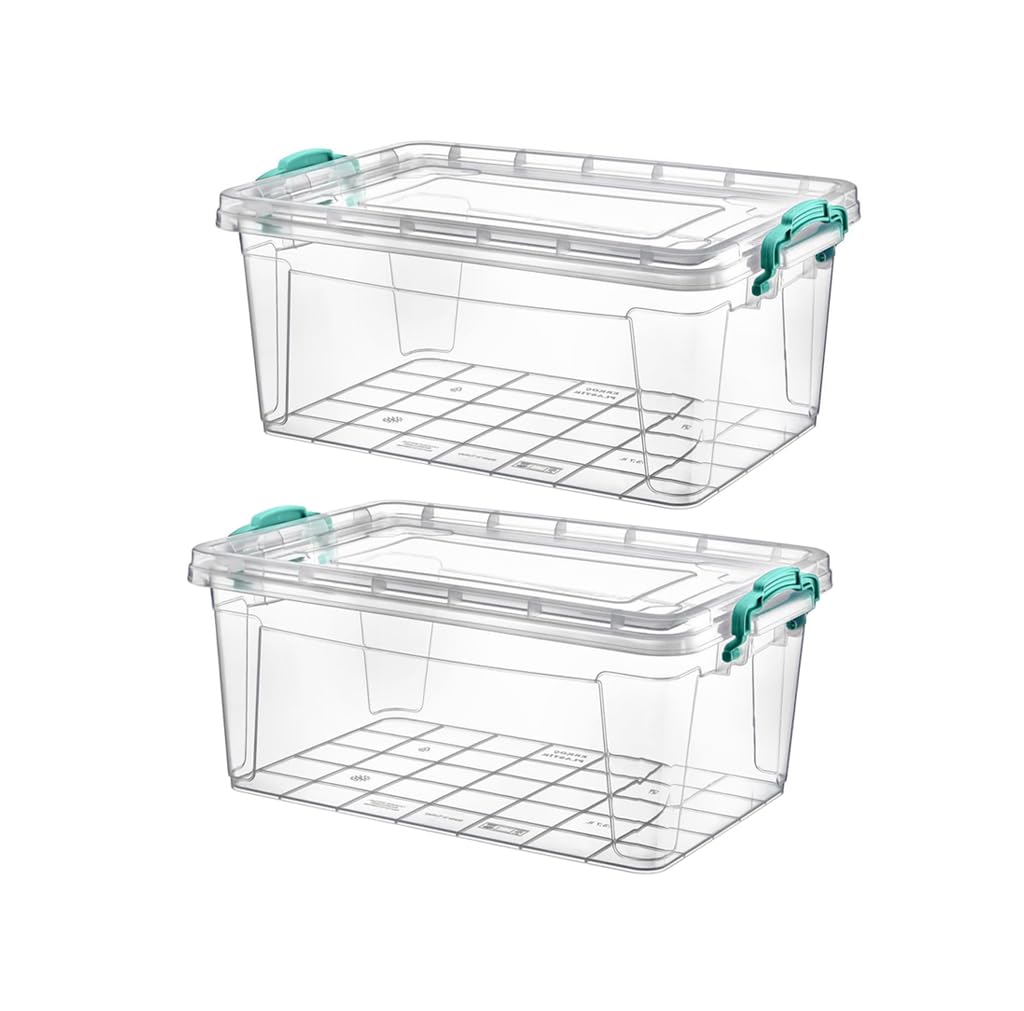 Best House| Small Plastic Storage Box with Clips & Lid |Size 1.75L (L ...