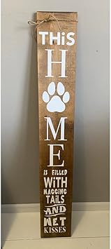Amazon.com: Dogs Wagging Tails Home Porch Wood Sign Dog Paw Print Sign ...