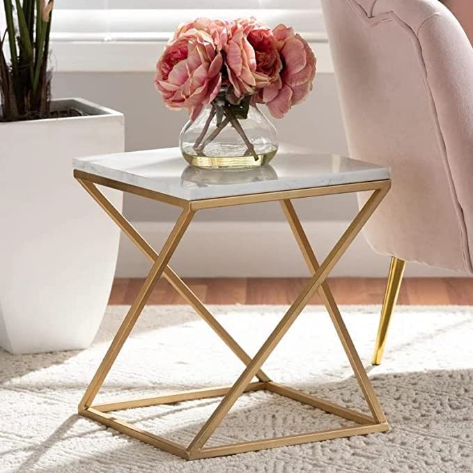 Arrow Crafts Gold Side Table, Metal Rectangle End Table Modern Sofa ...