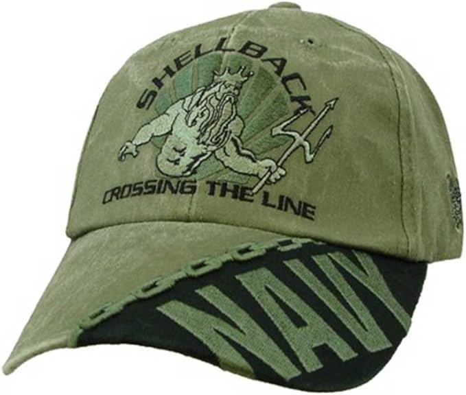 NEW Navy Shellback "Crossing the Line" OD Green Low Profile Cap at ...