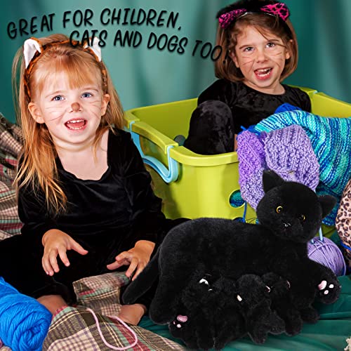 Skylety Nurturing Cat Stuffed Animal with 4 Plush Kittens, Cats Baby ...