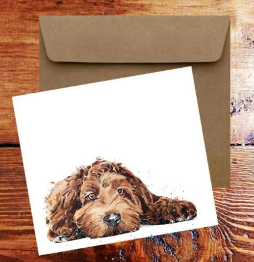 Amazon.com: Chocolate Labradoodle Art Square Card(s) Single/Pack of 6 ...