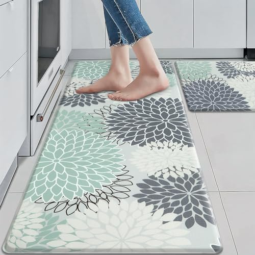 Amazon.com: Anti Fatigue Kitchen Mat 2PCS,Boho Floral Kitchen Rugs Non ...