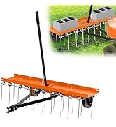 Amazon.com : 48" Tow Behind Dethatcher, Pull Behind Rake with 24 Rust ...