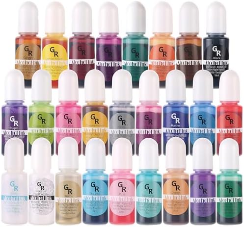 Amazon.com : Alcohol Ink Set - 24 x 0.35oz Alcohol Based Ink for Epoxy ...