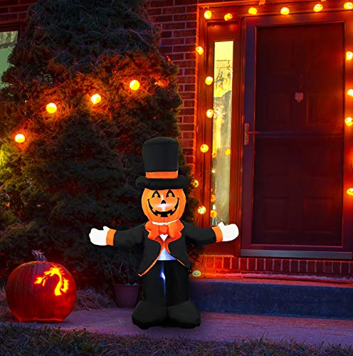 Amazon.com: RETRO JUMP 4 Ft Inflatable Halloween Pumpkin Ghost ...