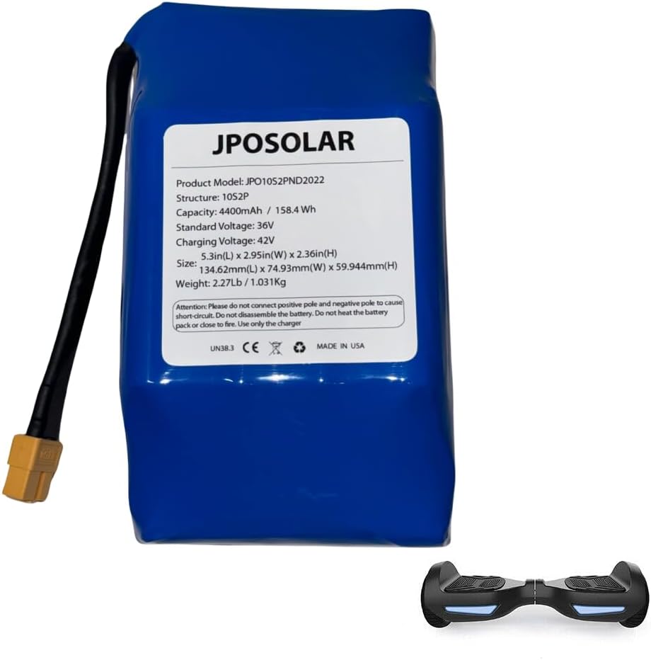 Amazon.com: JPOSolar 36V 4.4AH Lithium Li-ion Battery Replacement with ...