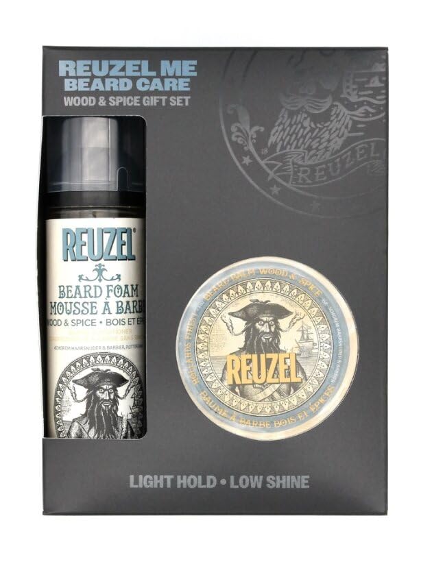 REUZEL Wood & Spice Beard Care Gift Set, Beard Balm and Beard Foam ...