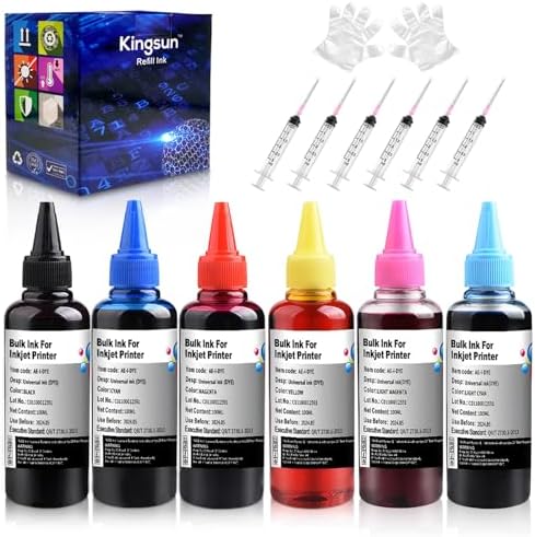 Aomya 2 Bottle Black Universal Dye Ink Refill Kit 100ml for HP Canon ...