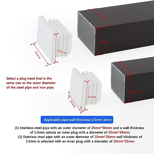 White Square Plastic Plugs, 10 Pcs Tube Inner End Caps, 100mm x 100mm ...