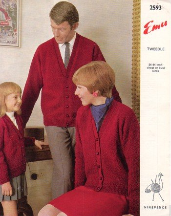 Emu Knitting Pattern, Cardigan for the Family, Sizes 24-44" (61-112 cm ...