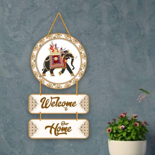 Nupur Studios® Handcrafted Wooden “Welcome Guests” Wall Art/Traditional ...