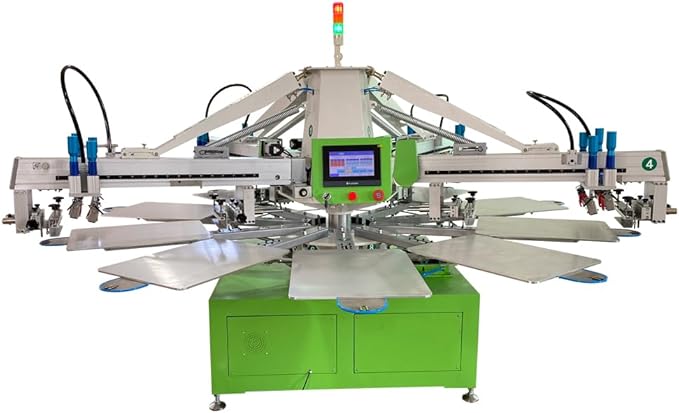 Amazon.com: 4 Color 10 Stations Automatic T-Shirt Silk Screen Printing ...