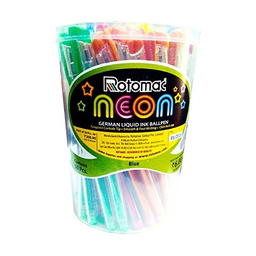 Rotomac Neon Blue Ball Pen Pack of 1 Jar : Amazon.in: Office Products