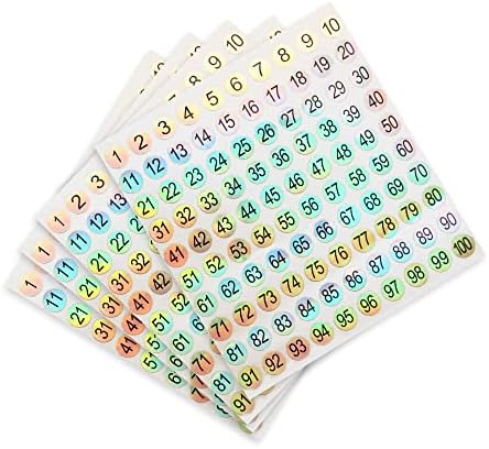 10 Sheets Number Stickers 1-100, Self-Adhesive Small Round Office ...