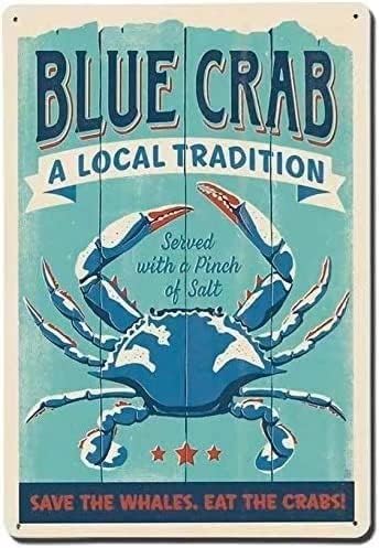 Amazon.com: Creative Tin Sign Blue Crab Funny Novelty Metal Sign Retro ...