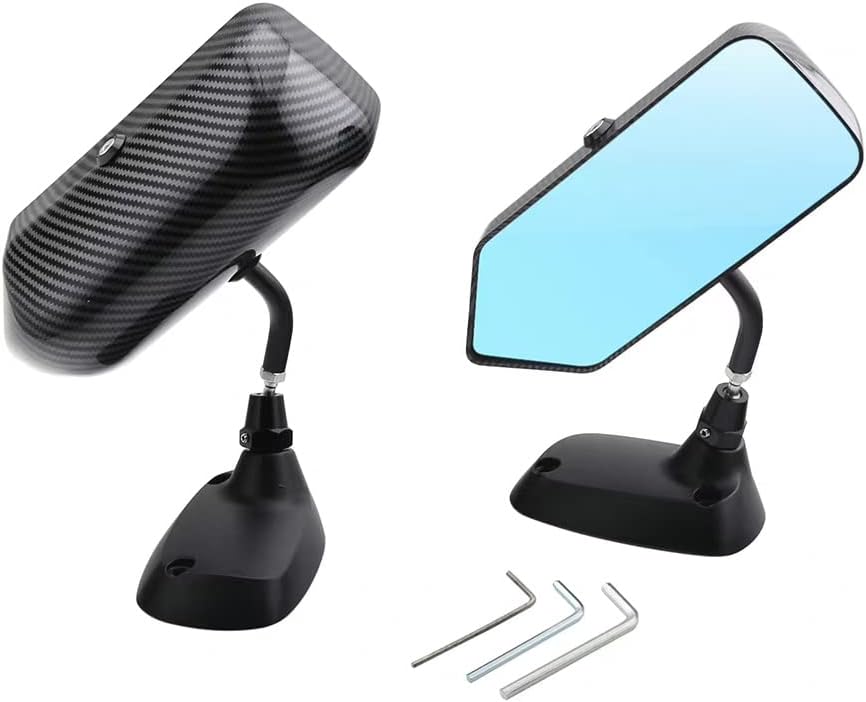 Amazon.com: Universal F1 Style Side Mirrors with Blue Glass,Carbon ...