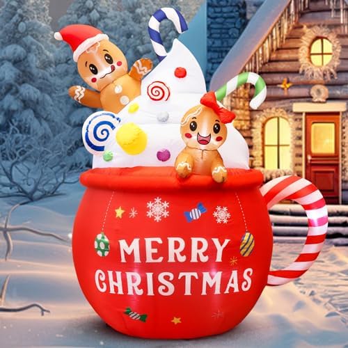 Amazon.com: 6FT Christmas Inflatable Outdoor Decorations Gingerbread ...