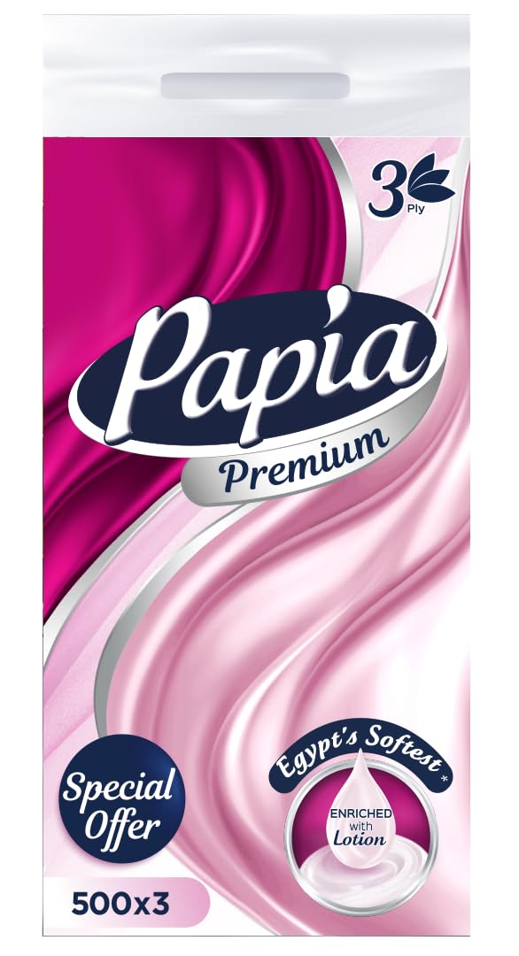 Papia Facial Tissue - PE MultiPack - 3 Ply - 500 X 3 - premium "Lotion ...