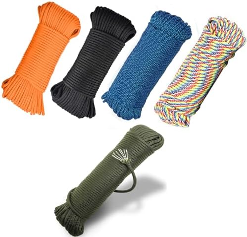 MUFEKUM 5 Pcs 19ft/6m Nylon Rope, 7 Inner Strands Long Lasting Paracord ...