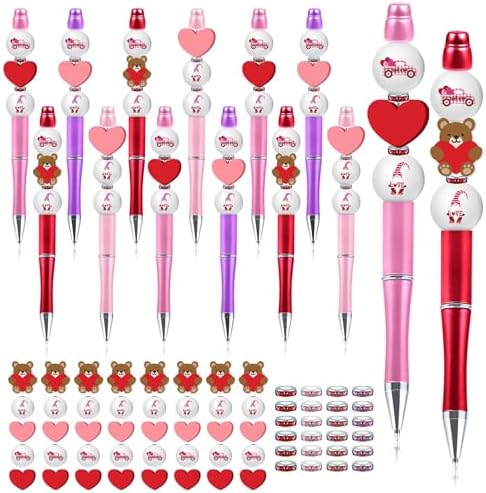 Amazon.com : EYNDYN 12Pcs Valentine's Day Beadable Pen Kits Multicolor ...