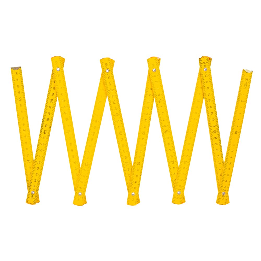 Invero Wooden Yard Stick Folding Ruler 2 Metre Wood Builders Carpenter ...