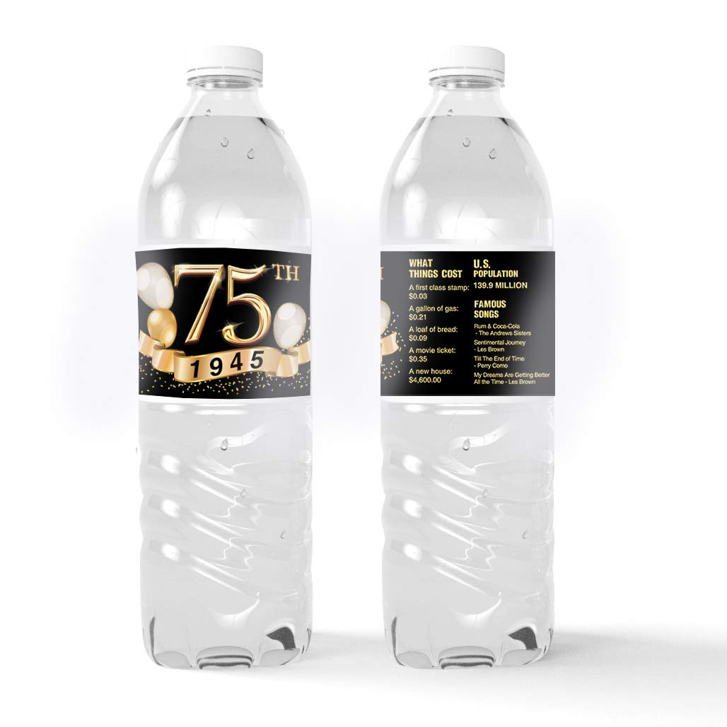 Buy 75th Birthday Party 1946 Sign Water Bottle Labels - 75th Birthday ...