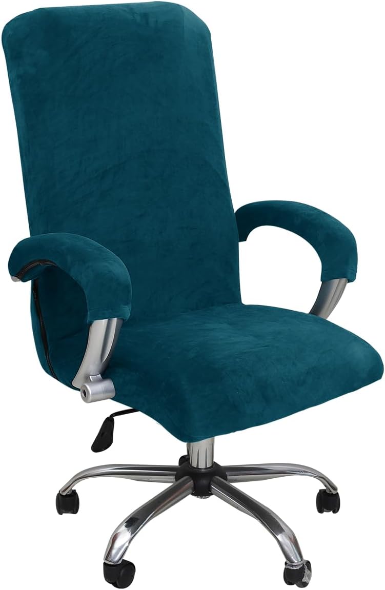 Amazon.com: Velvet Office Chair Cover with Arm Covers Stretch Computer ...