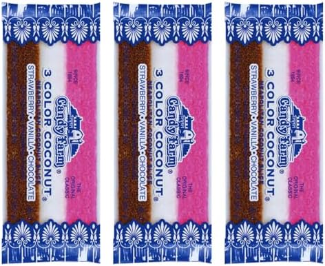 Amazon.com : Candy Farm Neapolitan Coconut Candy Slices, 3 Color ...