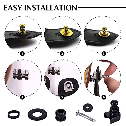 Snapklik.com : 3 Pairs Guitar Strap Lock Buttons, Metal Buttons Quick ...