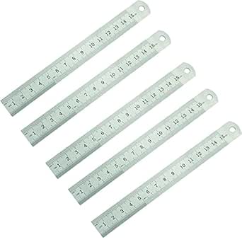 5 PCS Stainless Steel Ruler Set Double Sided Metric and Imperial ...