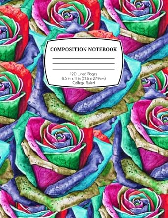 Amazon.co.jp: Composition Notebook: Colorful Roses Cover, 120 pages ...