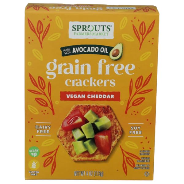 Amazon.com: Sprouts Vegan Cheddar Grain Free Crackers, 4 oz.