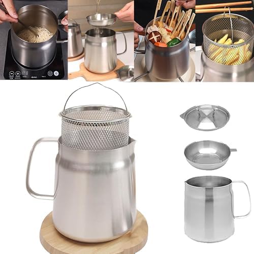 Amazon.com: AVOWB.T.Q 304 Stainless Steel Oil Strainer Pot, 2.0L Large ...