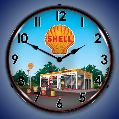 Amazon.com: Collectable Sign and Clock 1203358 14" Shell Station ...