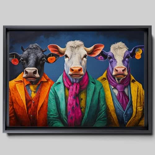 Amazon.com: Moo Cow Canvas Wall Art Print, Colorful Cow Pop Art Moody ...