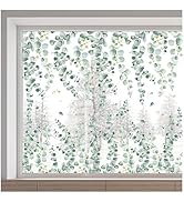 GORGECRAFT 116x38cm Tropical Plant Leaves Window Decals Large Green ...