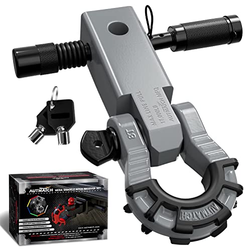 AUTMATCH Shackle Hitch Receiver 2 Inch with 3/4" Mega D Ring Shackle ...