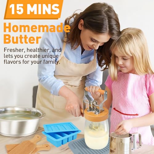 TeeMars Butter Churner - Upgraded Hand Crank Mason Jar Butter Churn ...