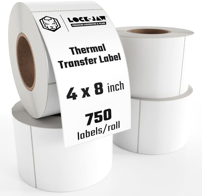 Amazon.com : 4" x 8" White Thermal Transfer Label Roll, 750 Labels per ...