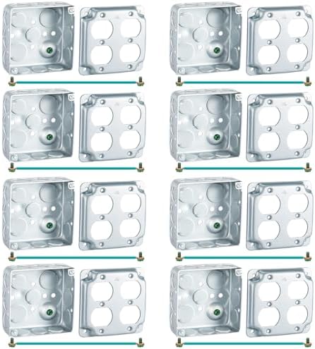 Copkim 8 Pack Outlet Box Kit, Includes 8 Metal Electrical Box 4 x 4 ...